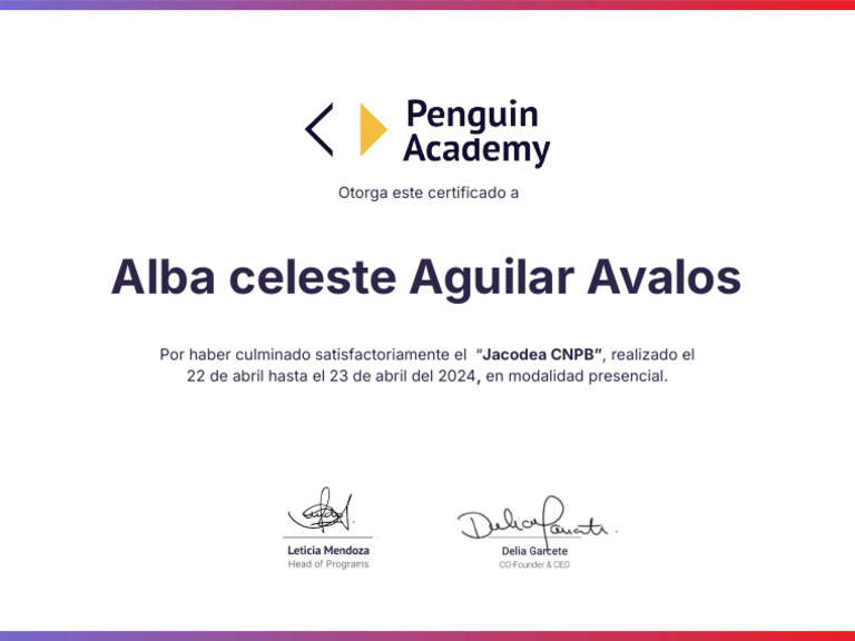 Certificado Jacodea CNPB Alba Celte Aguilar Avalos | PDF