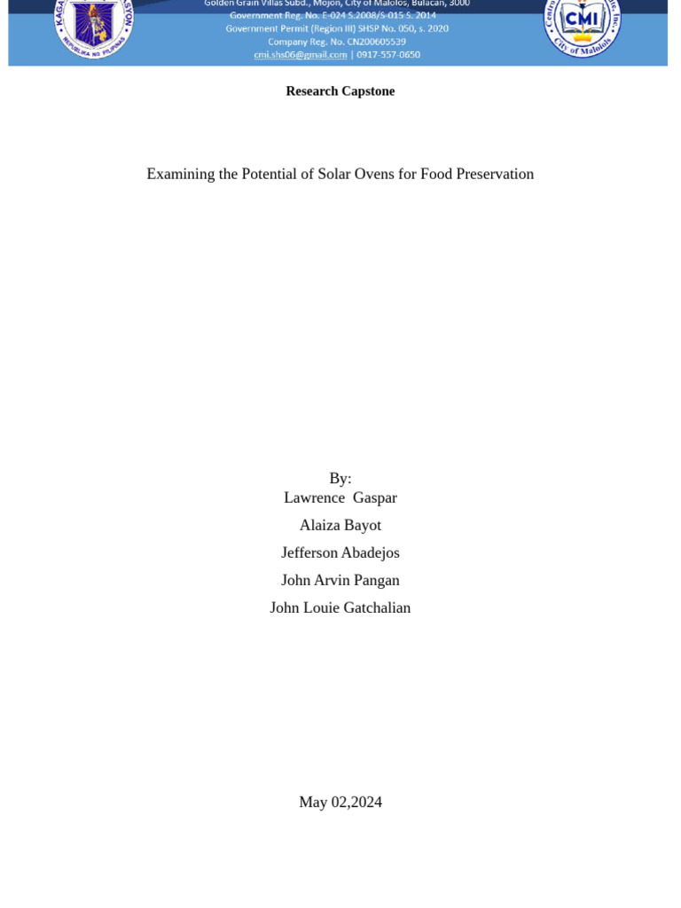 Research Capstone | PDF | Oven | Cooking