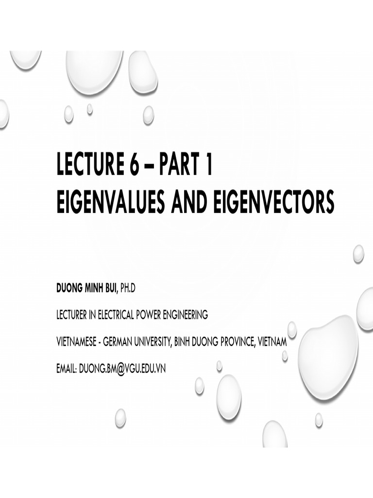 Lecture 6-Eigenvalues and Eigenvectors - P1 - B&W | PDF | Eigenvalues And Eigenvectors ...