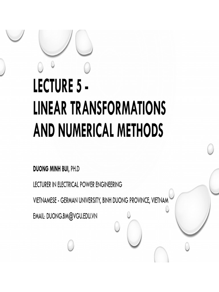 Lecture 5-Linear Transformations and Numerical Methods-B&W | PDF | Linear Map | Matrix (Mathematics)