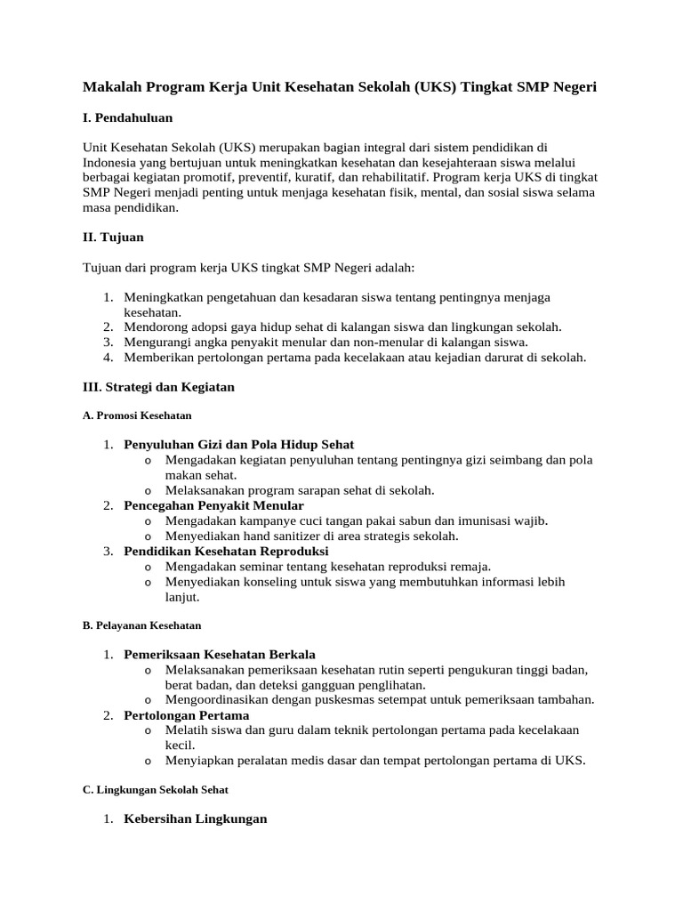 Contoh Makalah Proker Uks | PDF