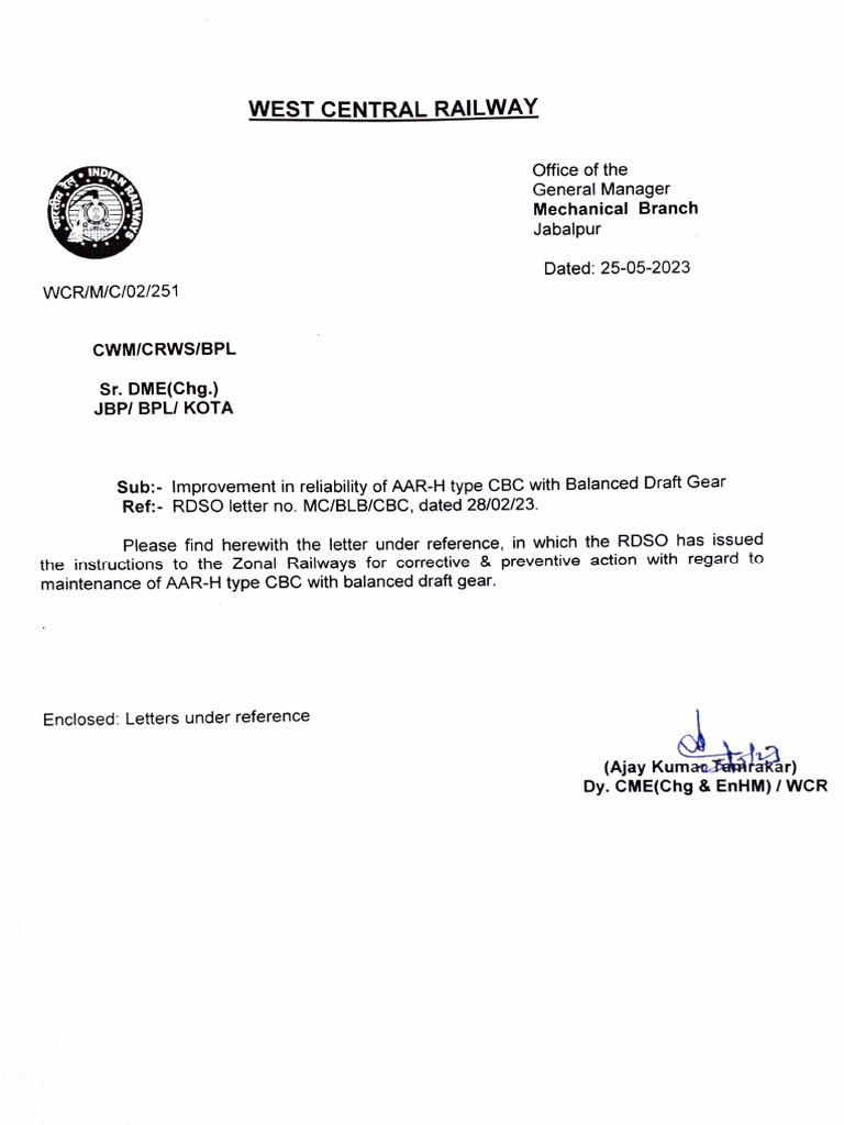 19. improvement in reliability of AAR-H type CBC with balanced draft ...