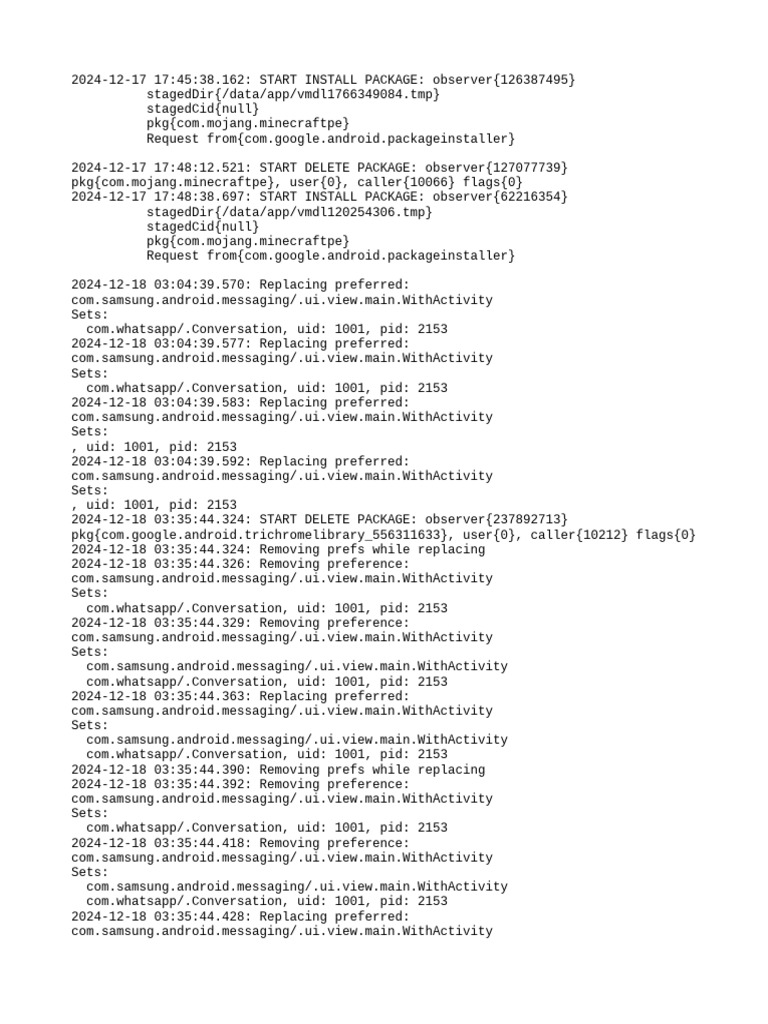 App Installation and Preference Logs | PDF | Android (Operating System) | Software