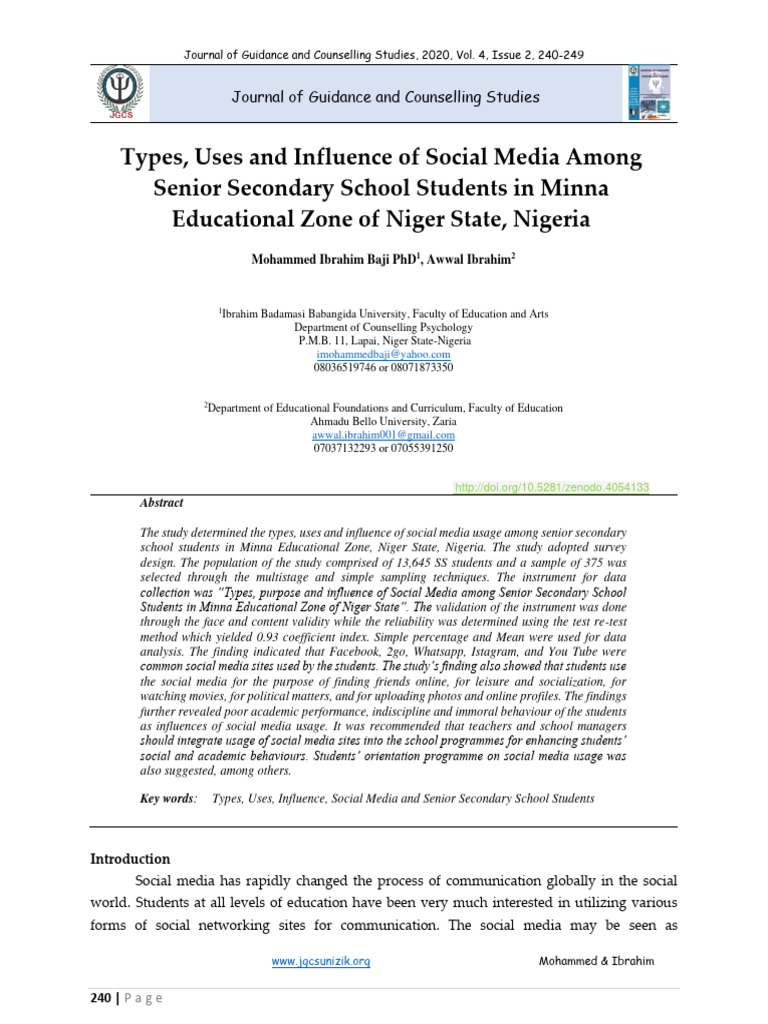 Types Uses and Influence of Social Media | PDF | Social Media | Popular Culture & Media Studies