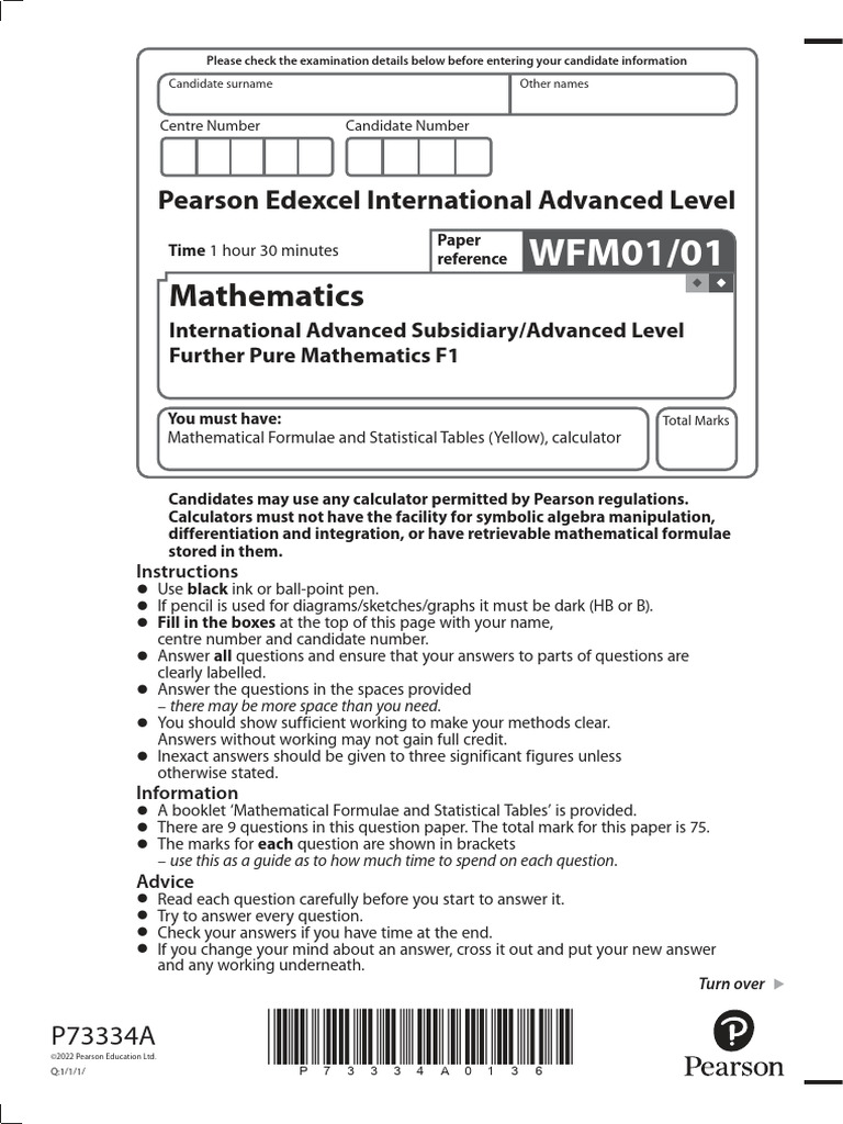 Questionpaper Unit1 (WFM01) June2022 | PDF | Mathematics | Mathematical Analysis