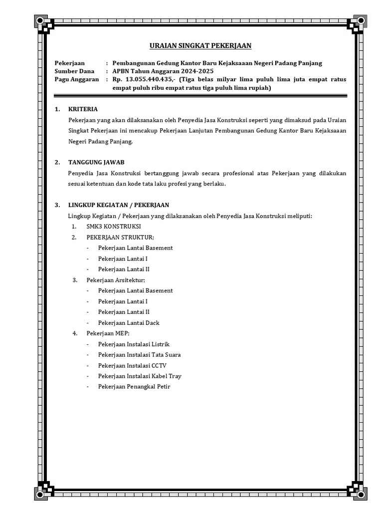 Uraian Pekerjaan | PDF
