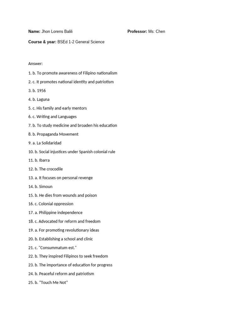 Final Examination Answer | PDF | Philippines