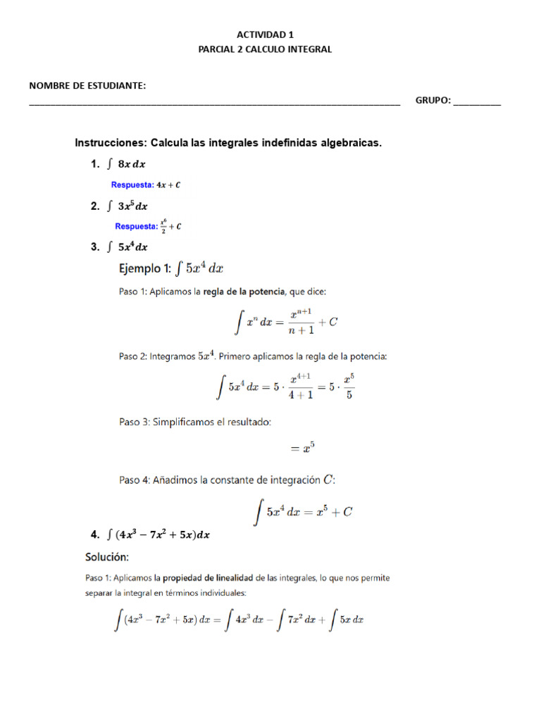 Actividad 2 Parcial 2 Calculo Integral SUBIR | PDF