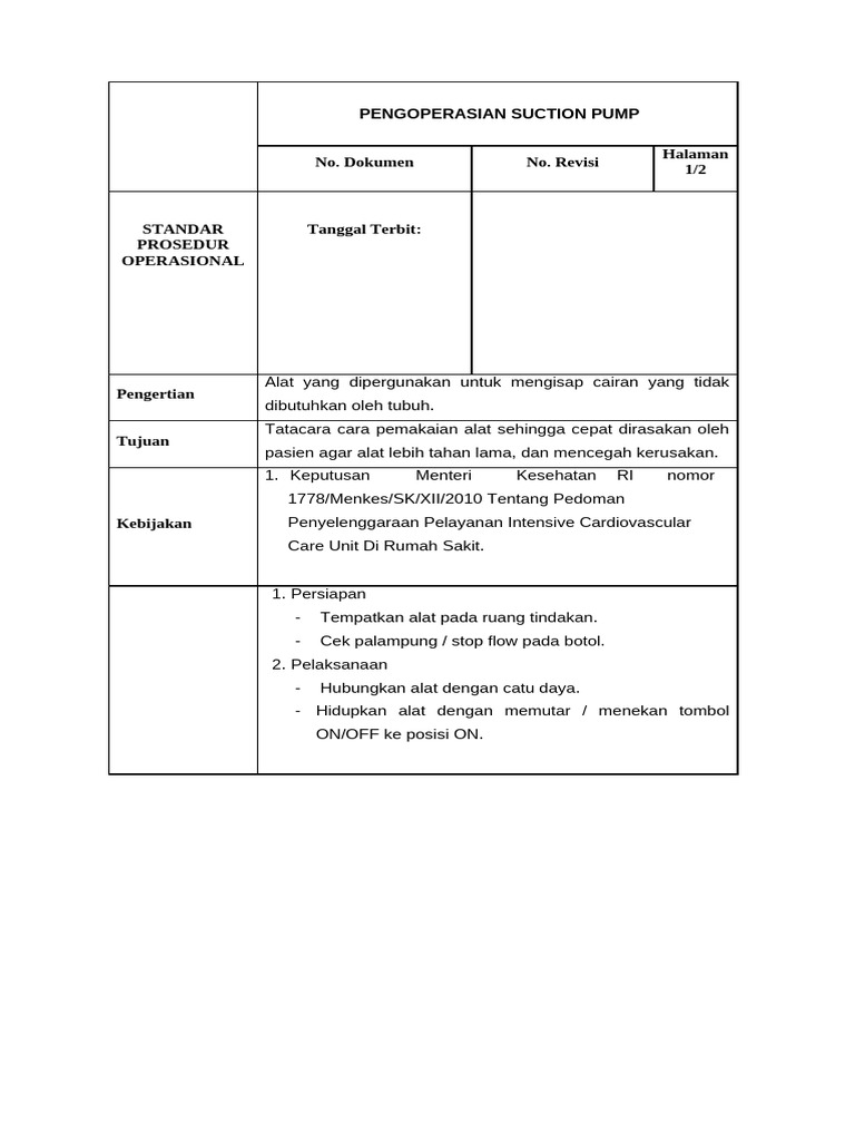 Panduan Operasi Suction Pump | PDF