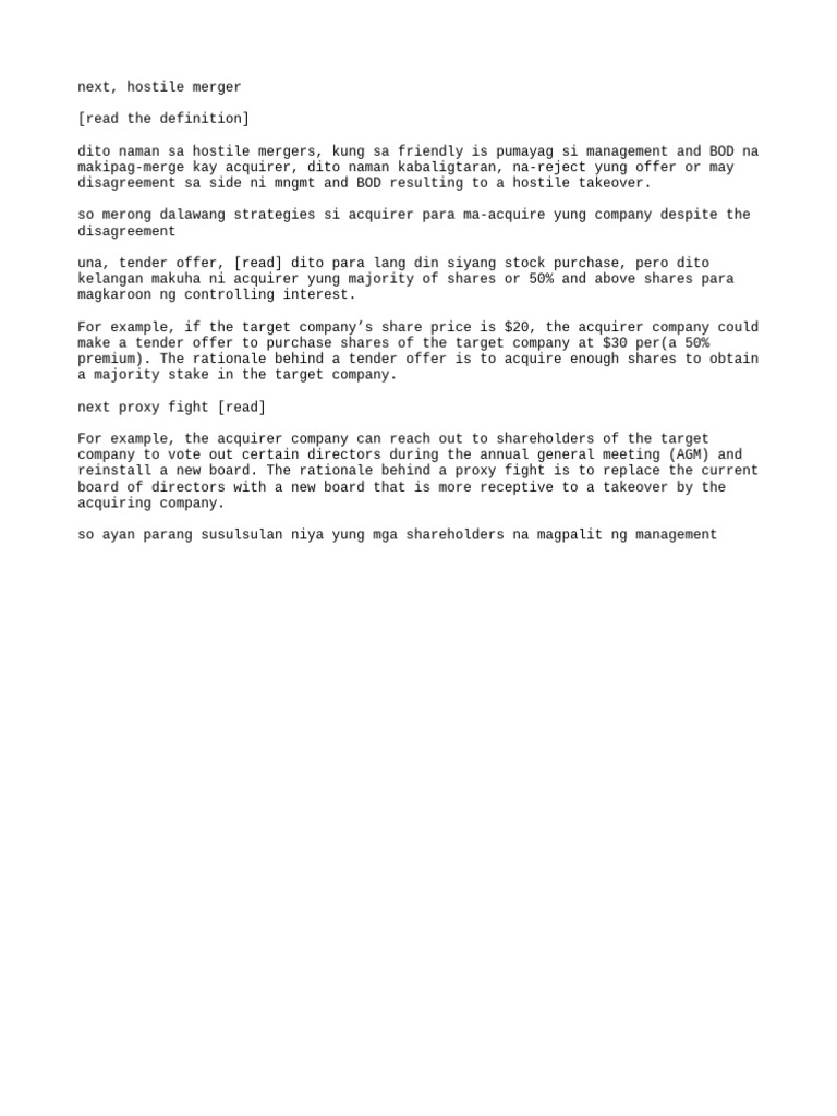 Hostile Merger | PDF