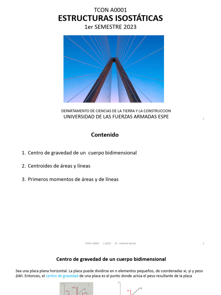 Clase 10 Estructuras Isostáticas | PDF | Centro de masa | Triángulo