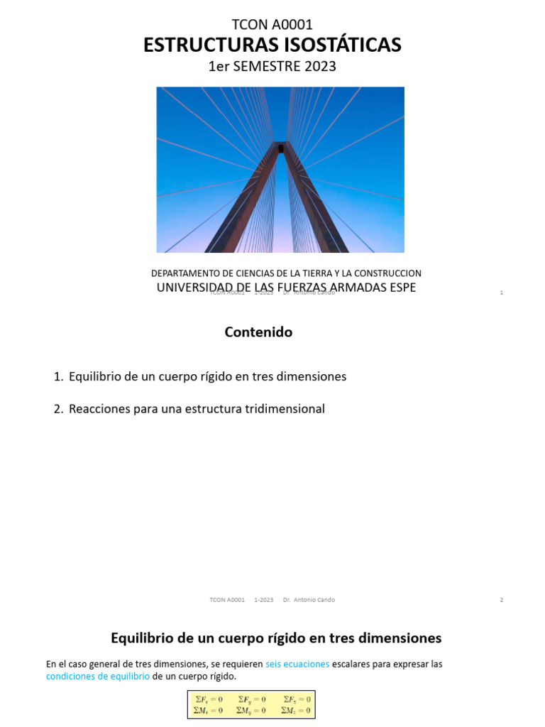 Clase 9 Estructuras Isostáticas | PDF | Ecuaciones | Física