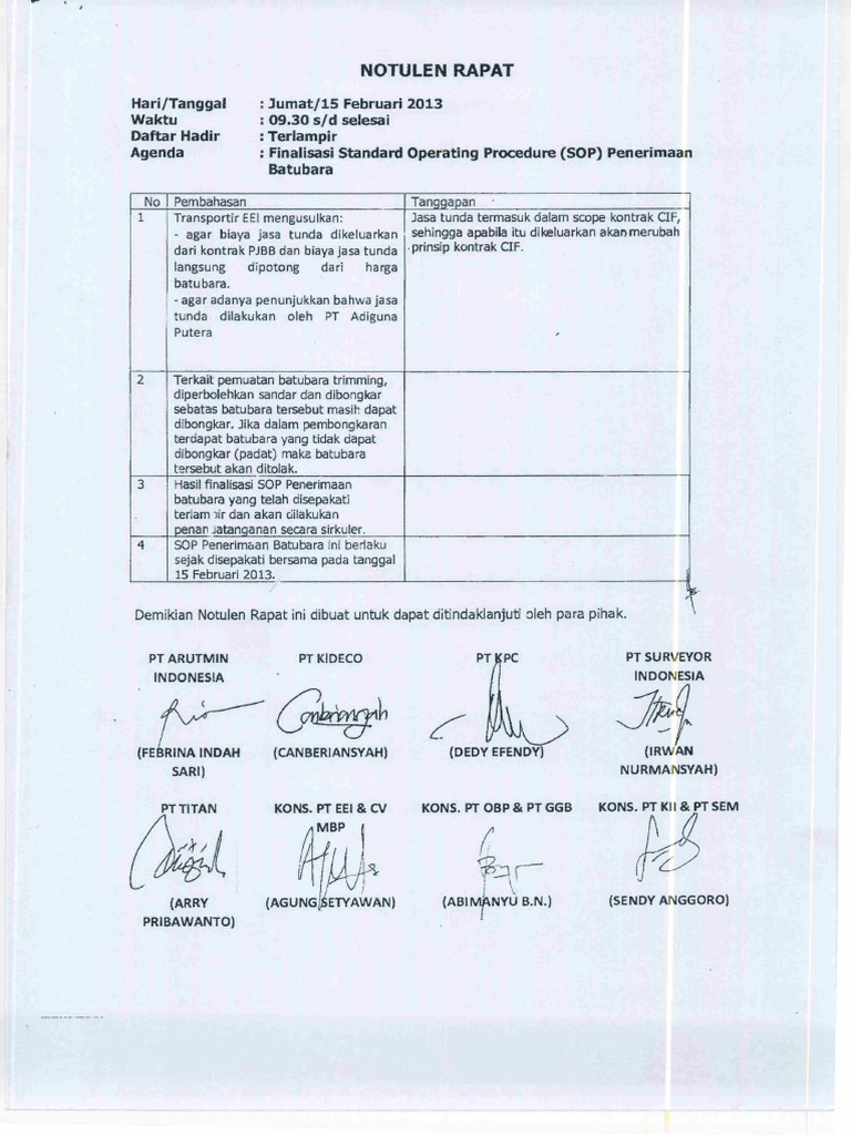 SOP Penerimaan BatuBara | PDF