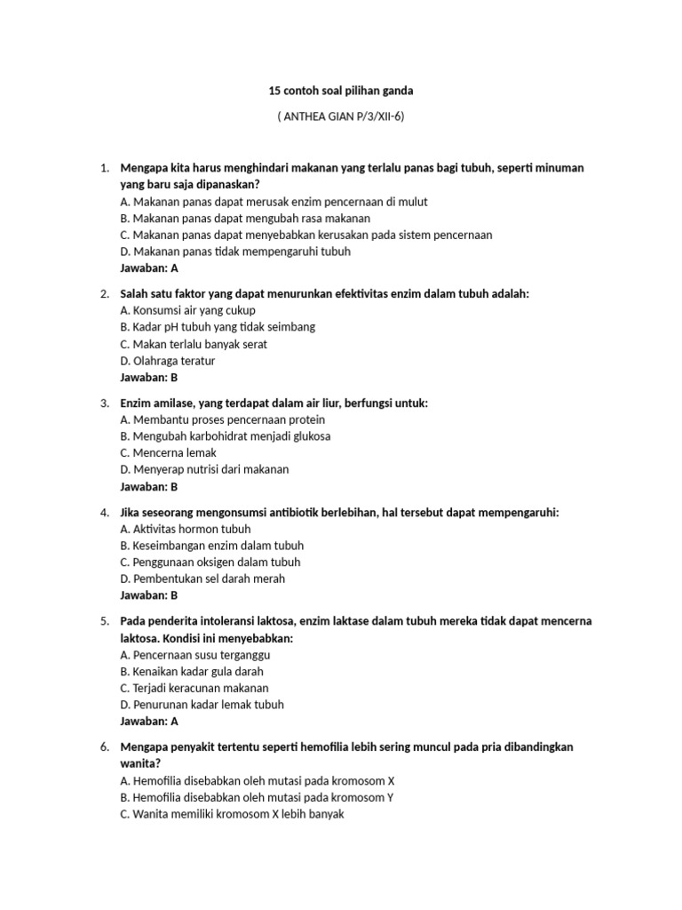 15 Contoh Soal Pilihan Ganda | PDF