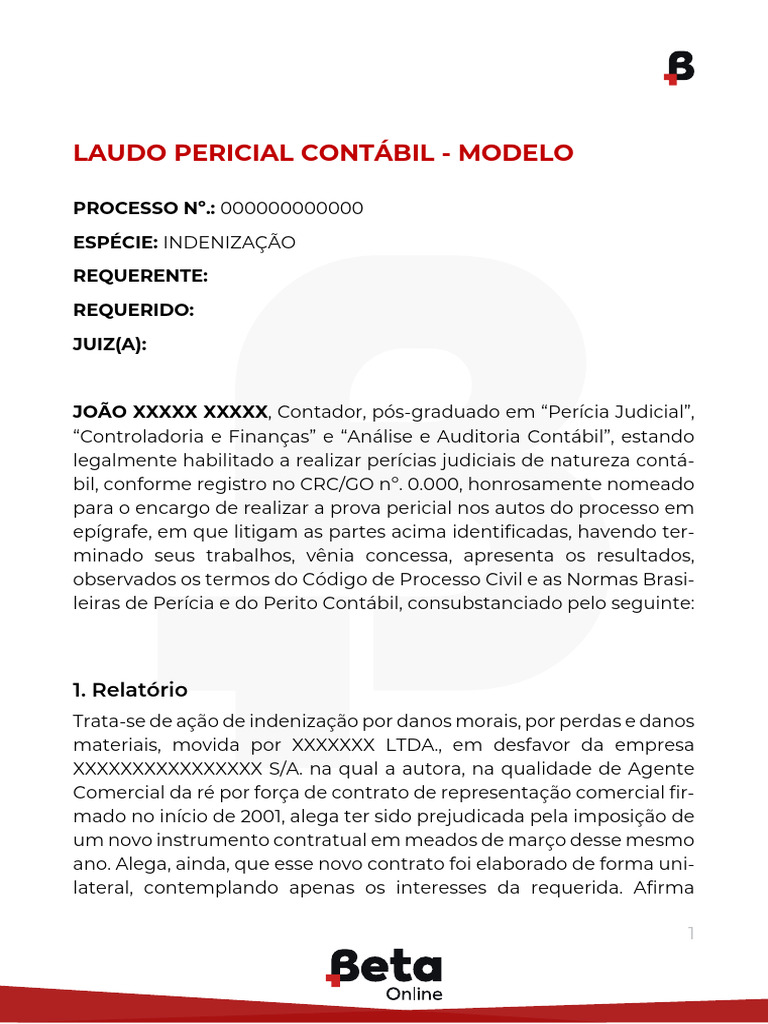 Modelo de Laudo Pericial Contábil | PDF | Indenização | Contabilidade