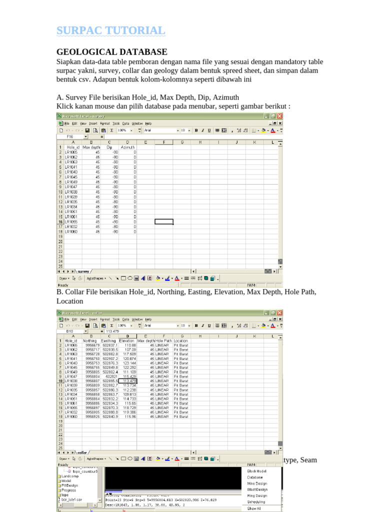 SURPAC - Geologgical Database | PDF