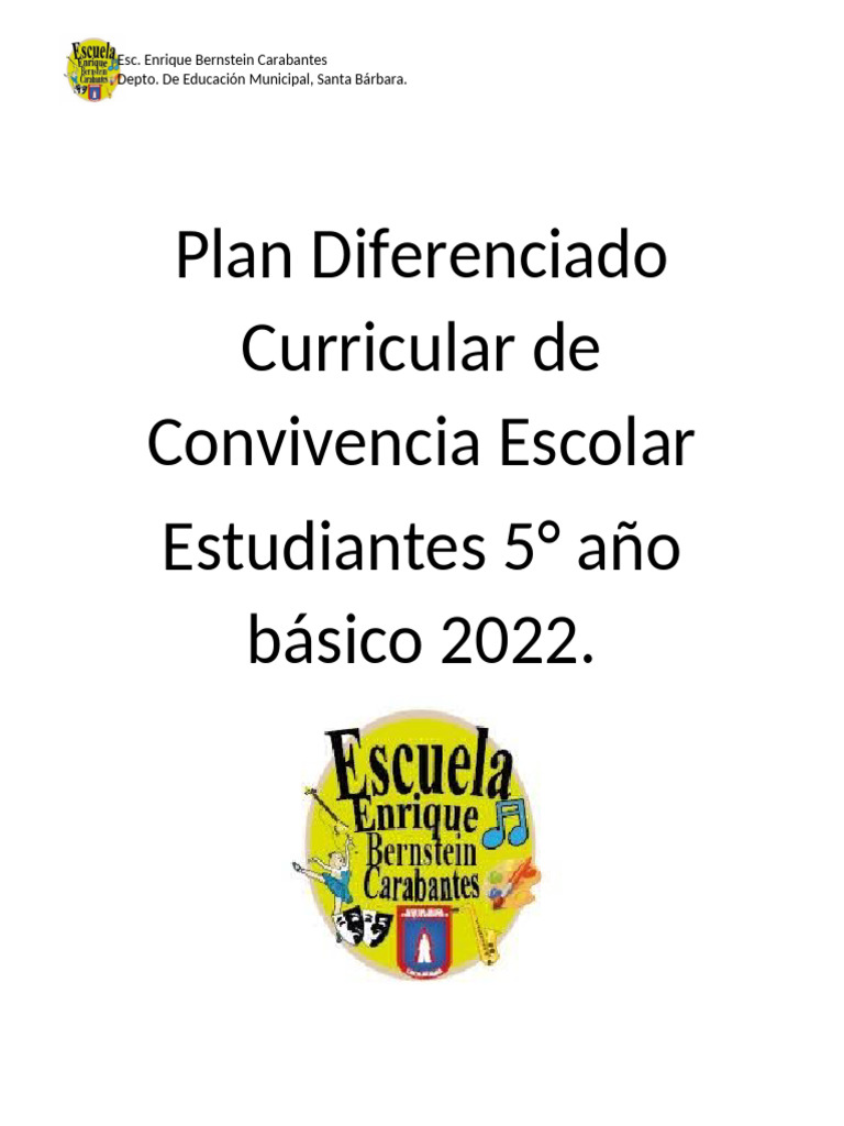 Plan Diferenciado Curricular de Convivencia Escolar | PDF | División ...