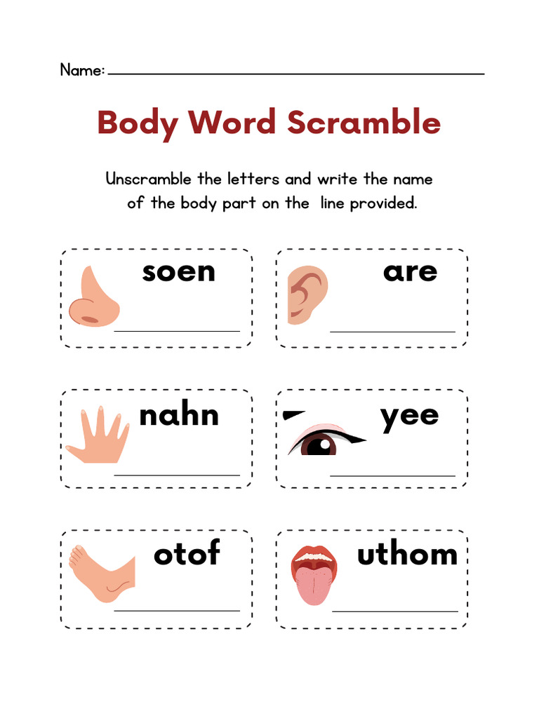 Body Word Scramble: Soen Are | PDF