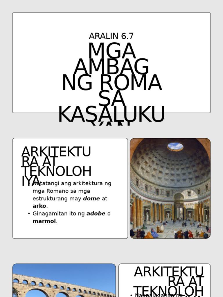 Aralin 6.7 - Mga Ambag NG Roma | PDF