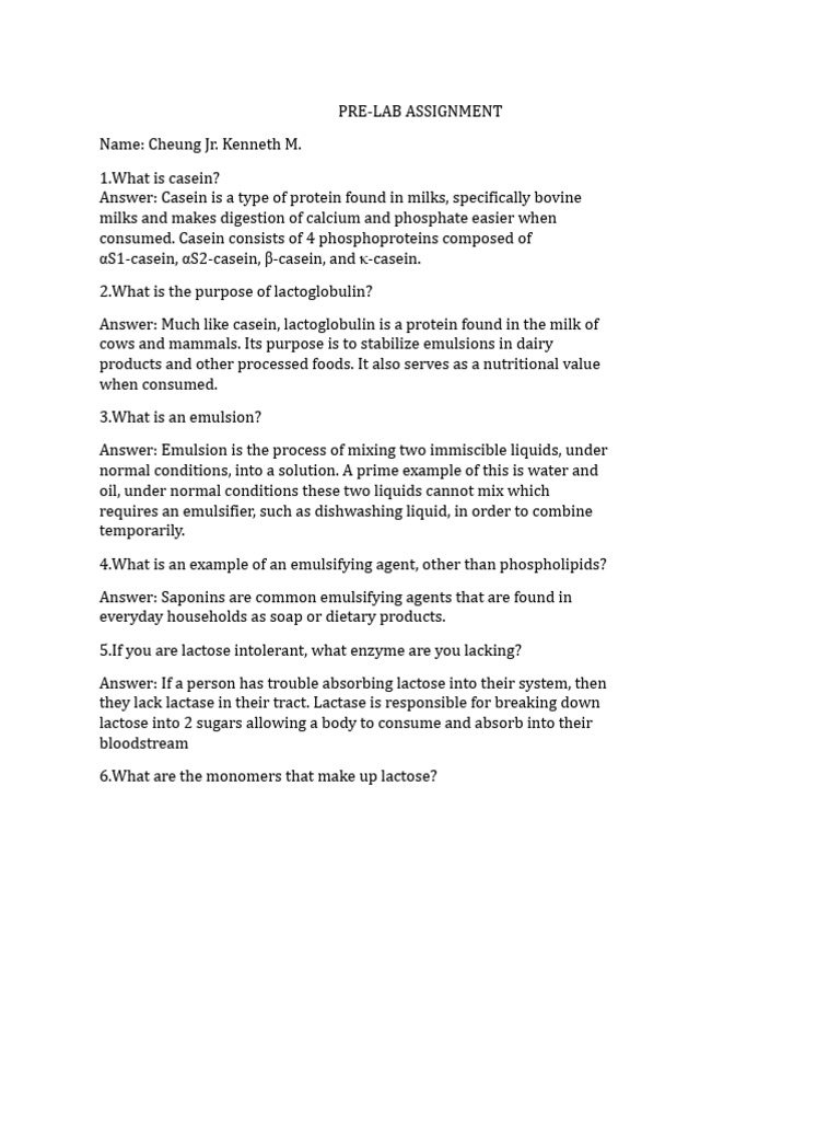 Bio 8 Pre Lab Assignment Activity 6 | PDF