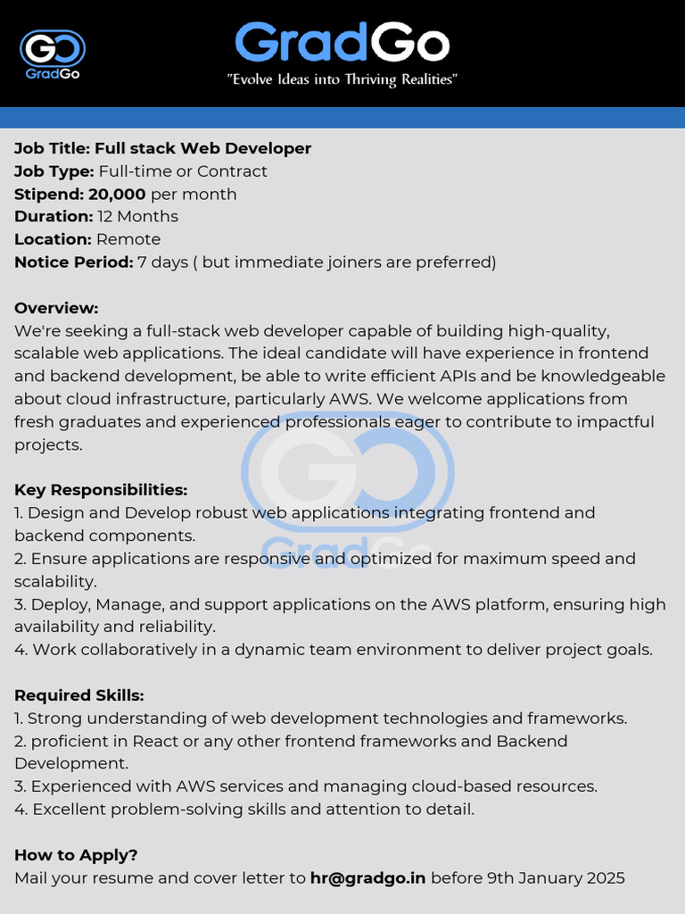 GradGo Full Stack Web Developer | PDF