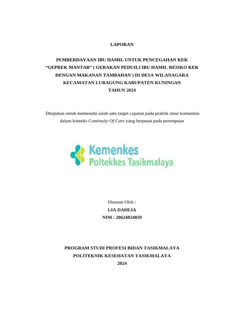 Laporan Pemberdayaan Inovasi Stase 10_Lia Dahlia | PDF