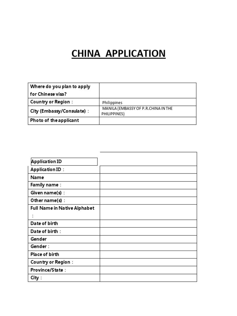 2022 China Application Form | PDF | Travel Visa | Passport