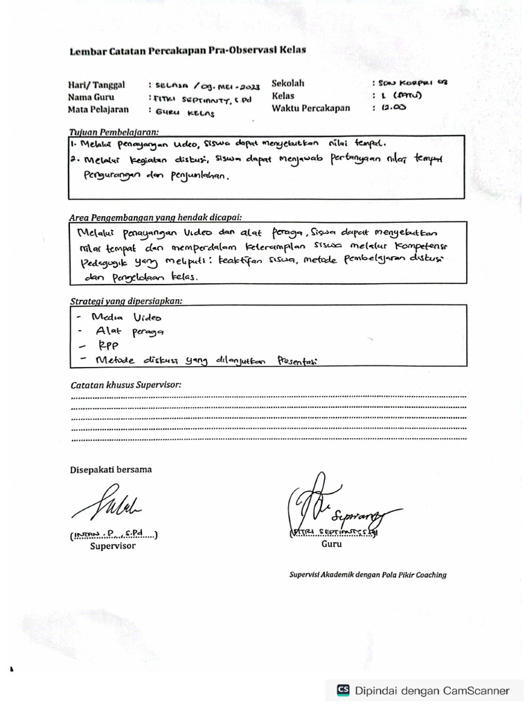Format Supervisi (1) | PDF