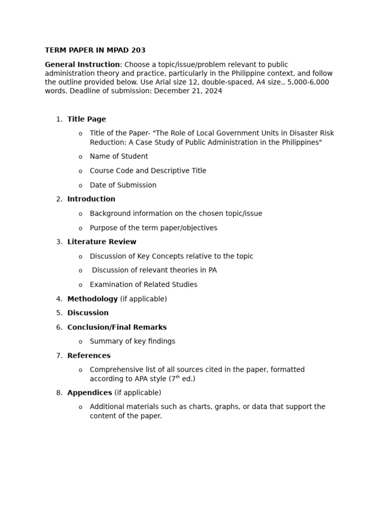 Term Paper - Mpad 203 | PDF