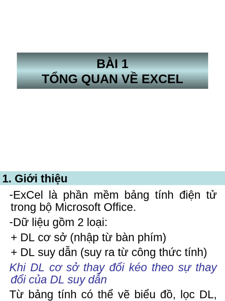 Excel Bai 1 Tong Quan | PDF