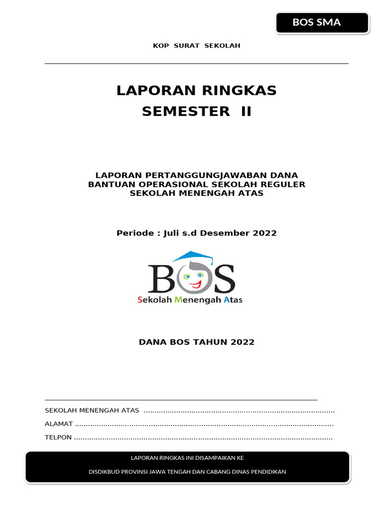 1. COVER SMA DAN DAFTAR ISI_LAP BOS REG 2022_SEMESTER 2 | PDF