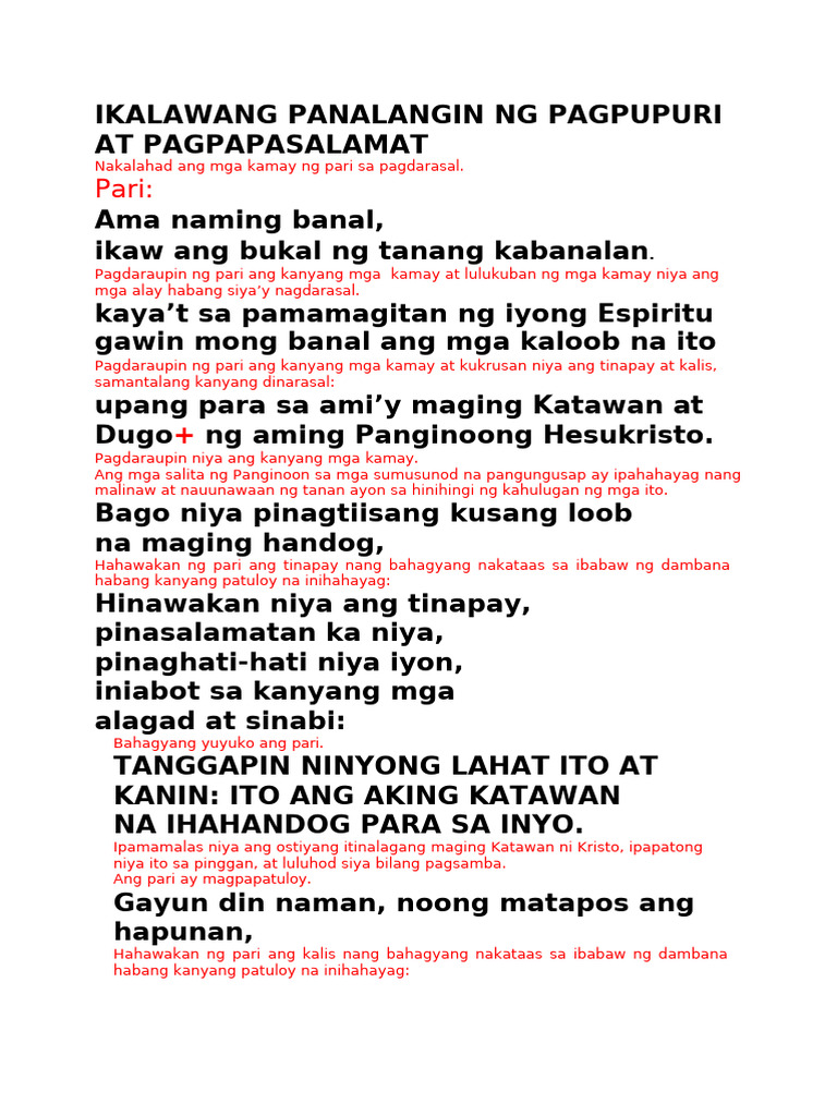 Eucharistic Prayer 2 | PDF