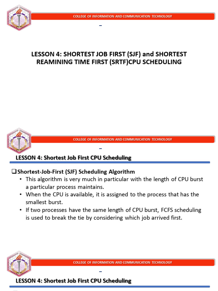 Lesson 4 SJF SJRT CPU Scheduling 2 | PDF | Scheduling (Computing ...