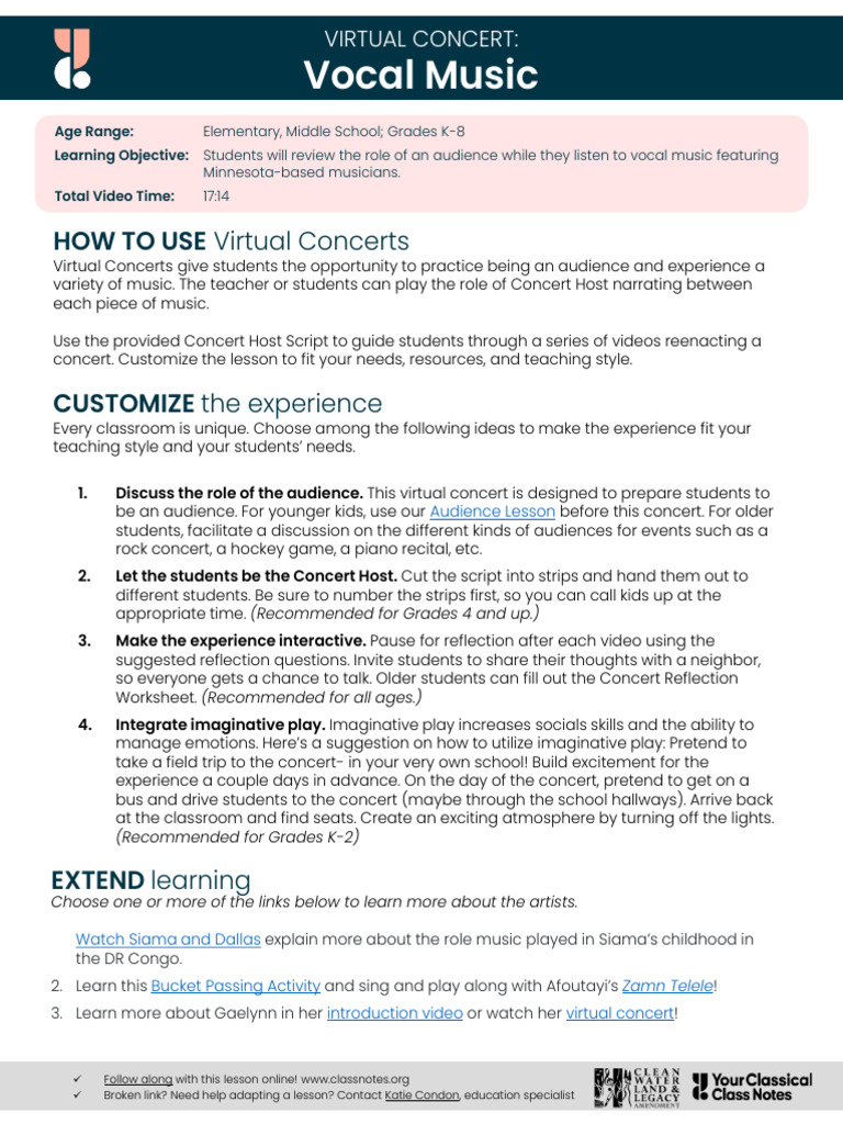 VC Vocal Music Concert Guide 20241108 | PDF | Concert | Classroom