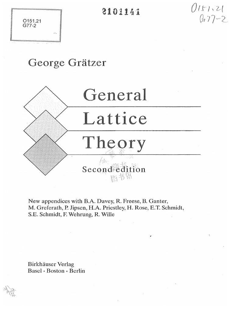 4) General Lattice Theory-Birkhäuser (2007) by Grätzer, George | PDF