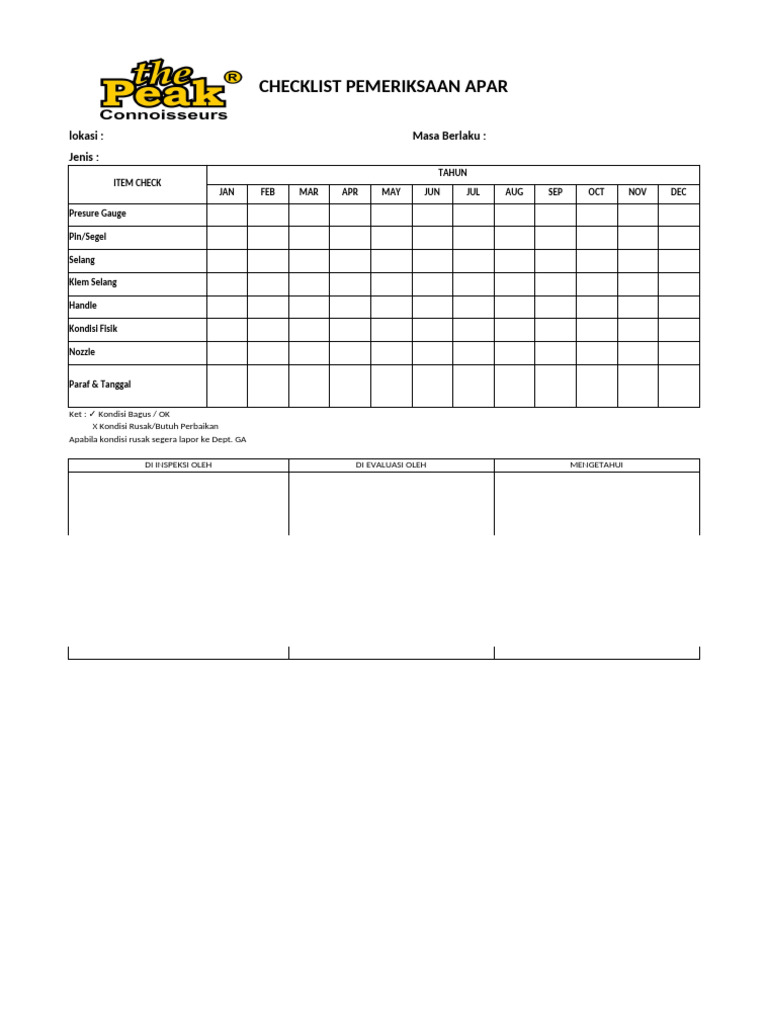 Form Checklist Apar | PDF