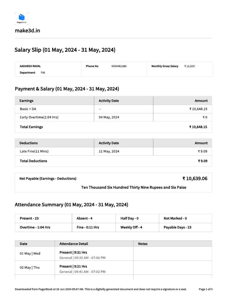 AADARSH RAVAL Salary Slip 1719375448282 | PDF