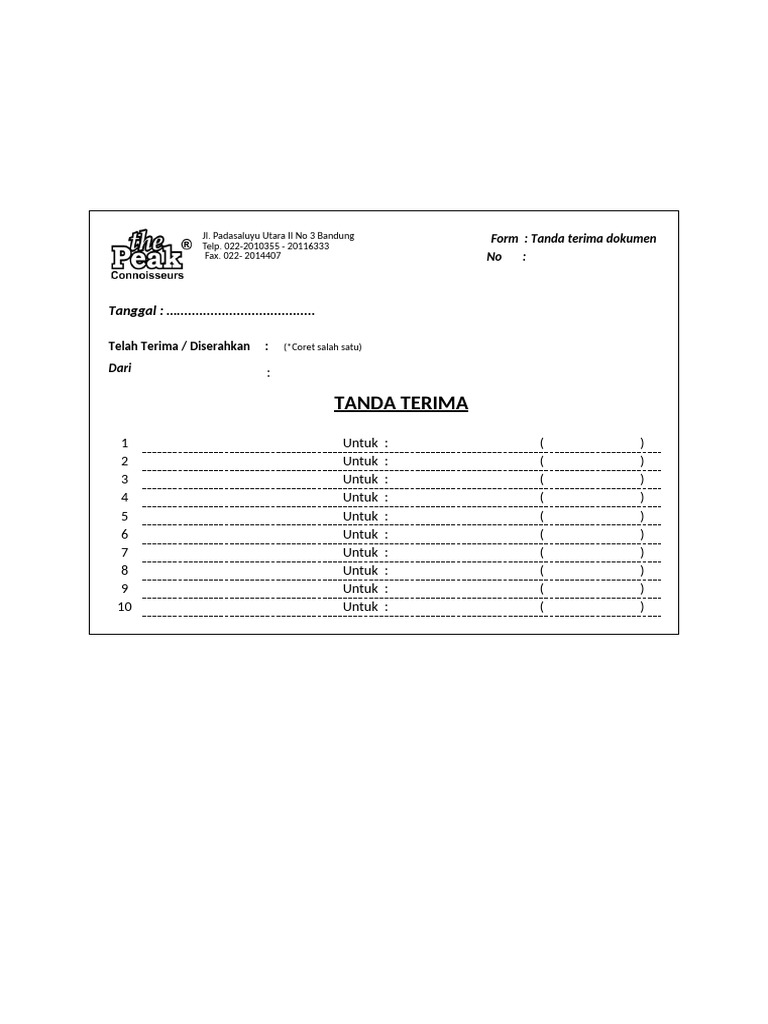 Form Tanda Terima Dokumen | PDF