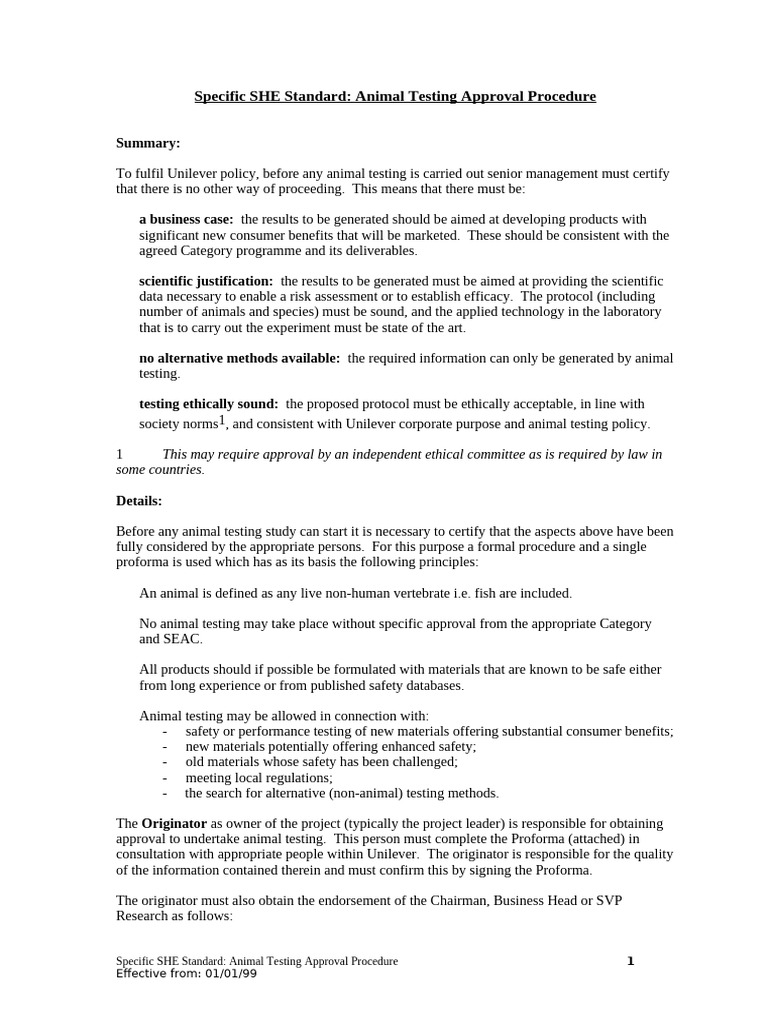 Animal Testing Approval Procedure | PDF | Animal Testing | Safety