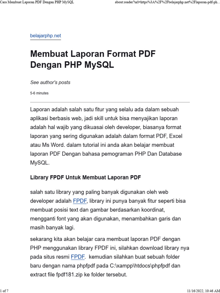 Cara Membuat Laporan PDF Dengan PHP MySQL | PDF