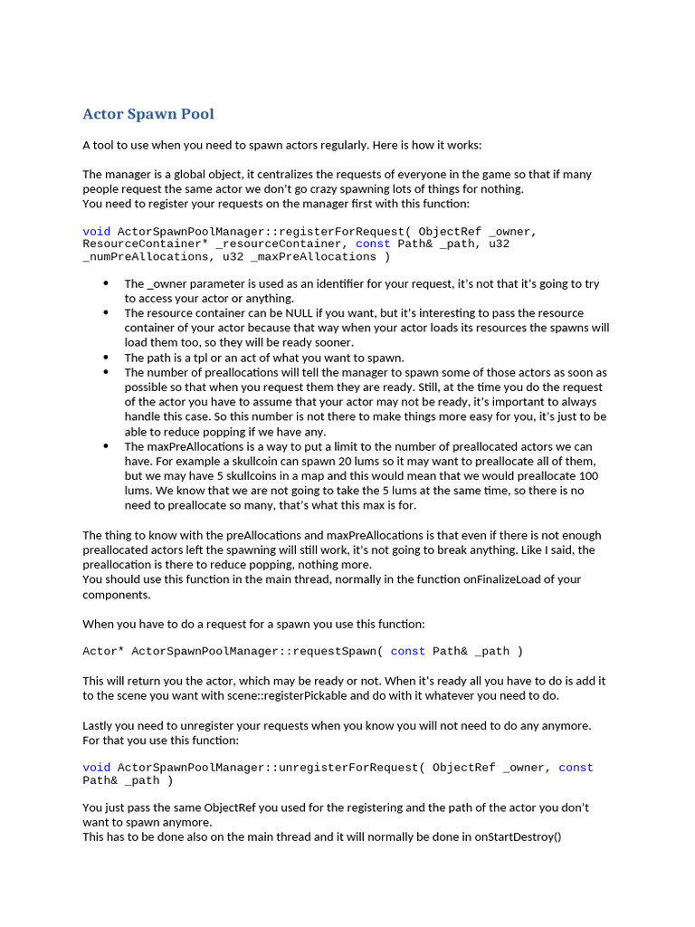 Actor Spawn Pool | PDF | Computer Programming | Computing