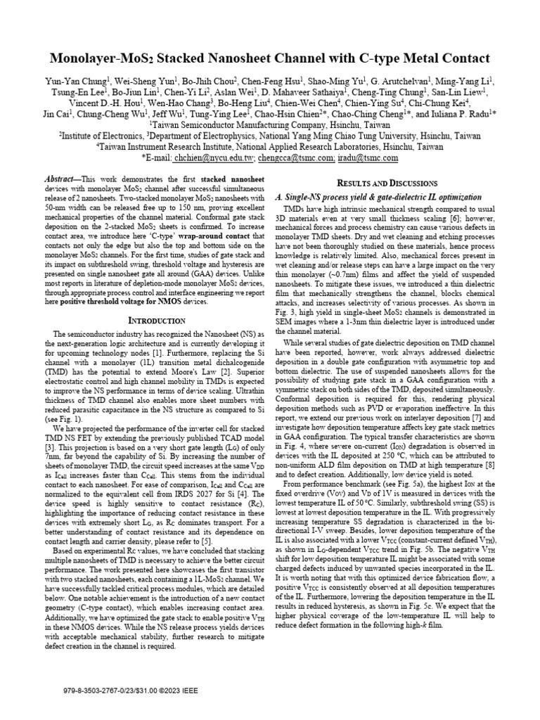 Stacked MoS2 Nanosheet Device Design | PDF | Mosfet | Semiconductor ...