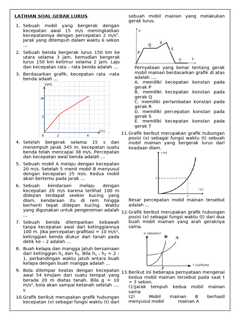 Latihan Soal Gerak Lurus | PDF