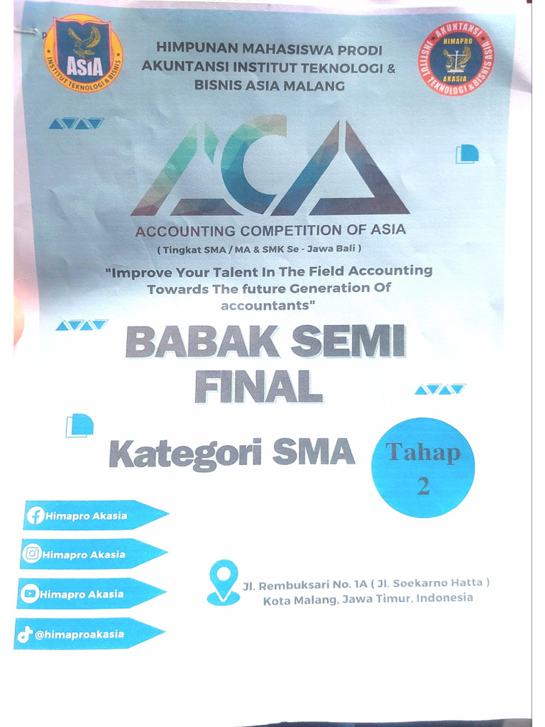 Soal Olimpiade Akuntansi ACA Asia 2024 Babak Semifinal | PDF