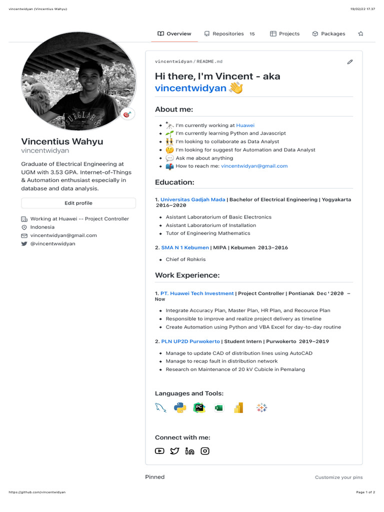 Vincentwidyan (Vincentius Wahyu) | PDF | Microsoft Excel | Information Technology