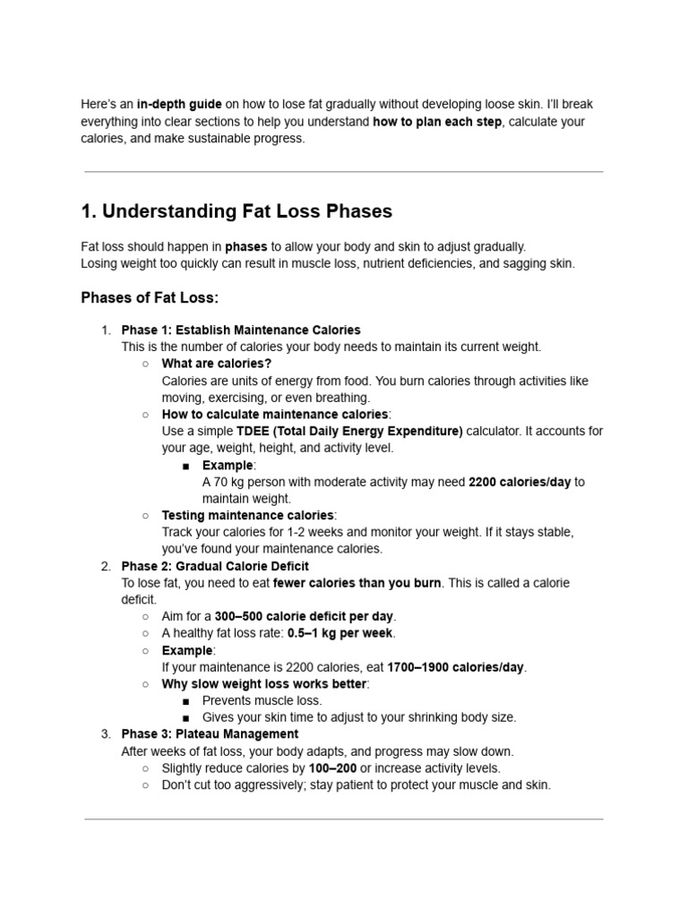 Lose Fat Gradually Without Developing Loose Skin | PDF | Weight Loss ...