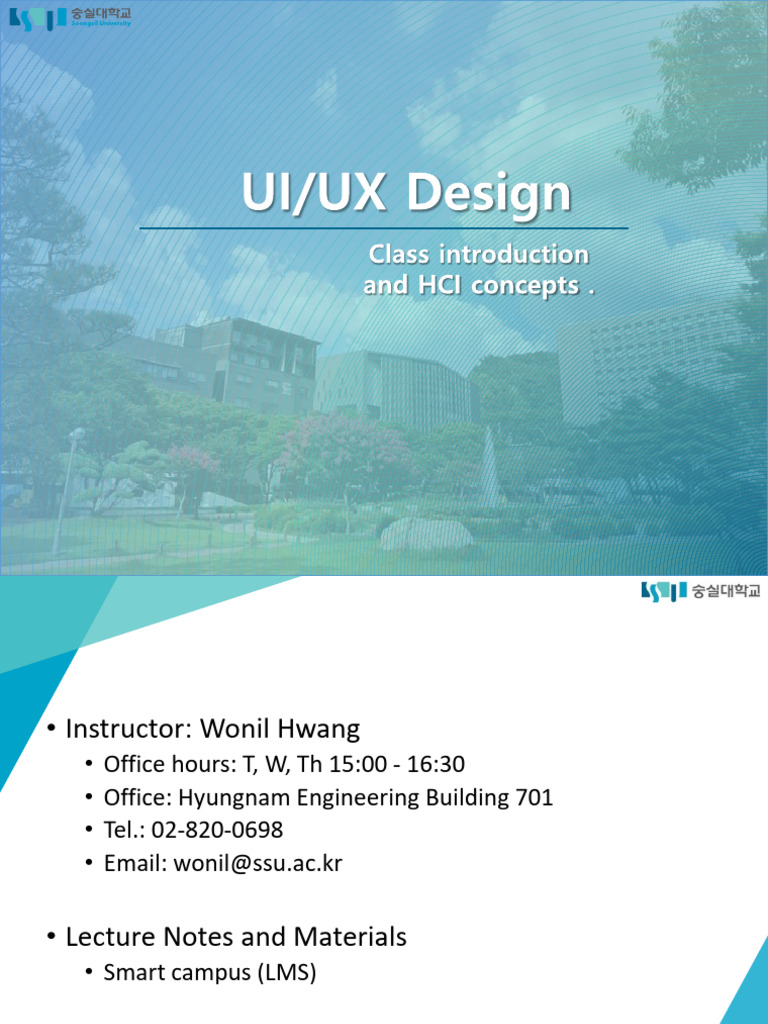 1. Class introduction and HCI concepts | PDF | Human–Computer Interaction | User Experience