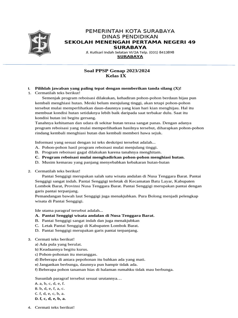 Naskah Soal Soal Pssp Bin f | PDF