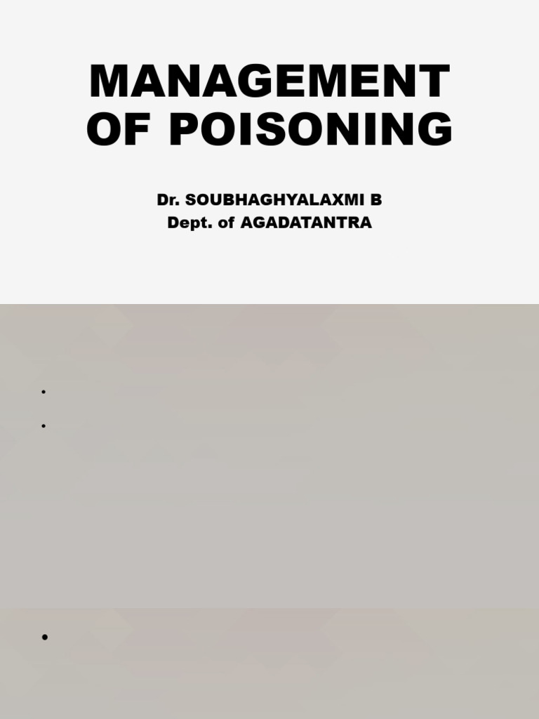 Management of Poisoning | PDF