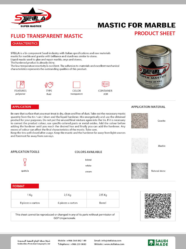 Fluid Transparent MASTIC Product Sheet - 03 01 3 | PDF